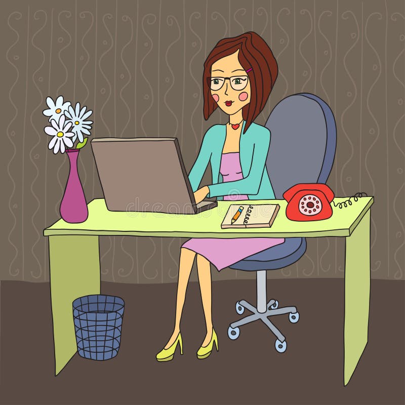 Girl Behind Computer Stock Illustrations – 596 Girl Behind Computer ...