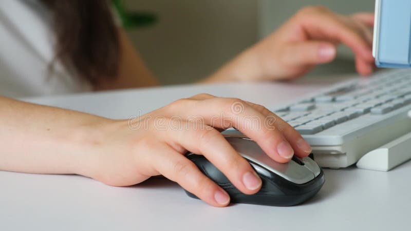 A Woman Works at the Computer, Hands Close-up. Stock Video - Video of ...