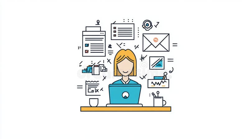 Busy Professional Woman at Work Stock Illustration - Illustration of ...