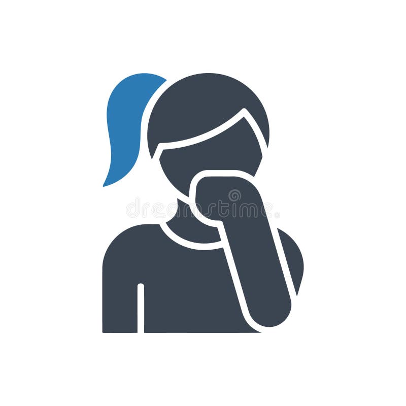 Woman Worried and Biting Nails Icon Stock Vector - Illustration of ...