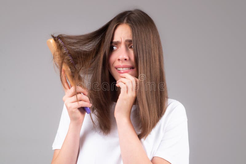 Woman Worried about Hair Loss. Hair Fall Problem. Stock Photo - Image ...