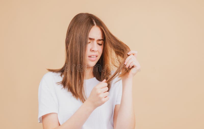 Woman Worried about Hair Loss. Hair Fall Problem. Stock Image - Image ...