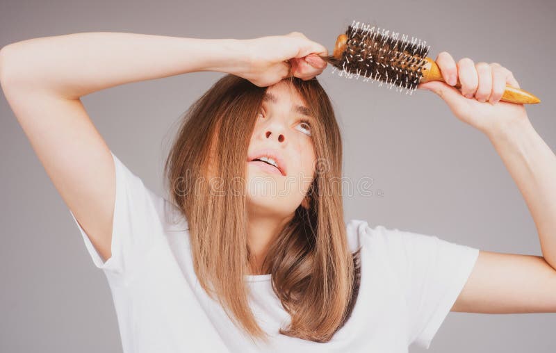 Woman Worried about Hair Loss. Hair Fall Problem. Stock Photo - Image ...