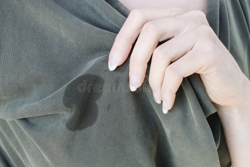 The Woman is Worried about the Stain on the Blouse Stock Photo - Image ...