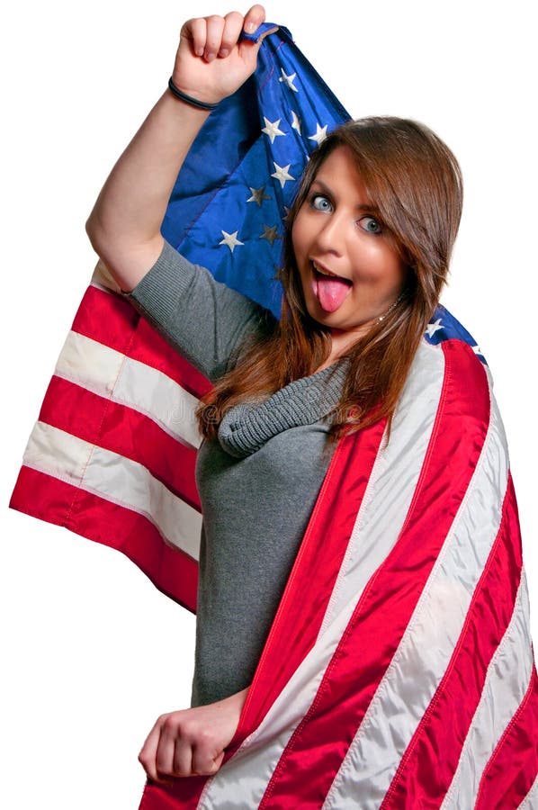 Woman Wrapped in a Flag stock photo. Image of patriot - 17359028