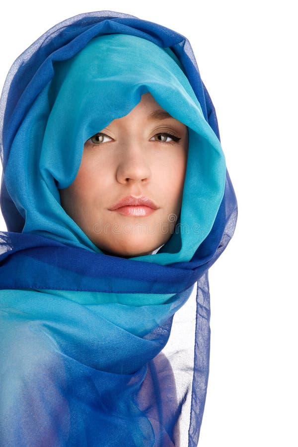Woman wrapped scarf stock image. Image of gladness, caucasian - 19608659