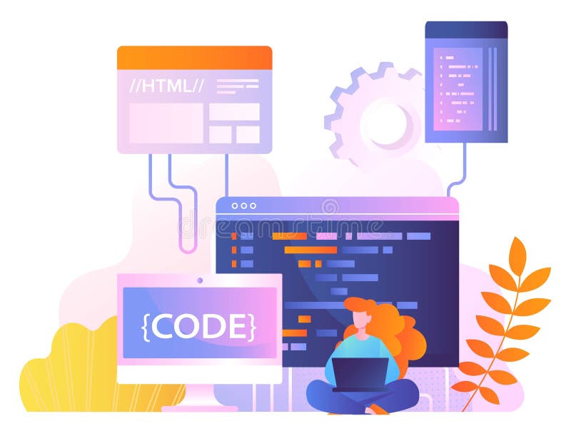 Woman with Software Integration Vector Concept Stock Illustration ...