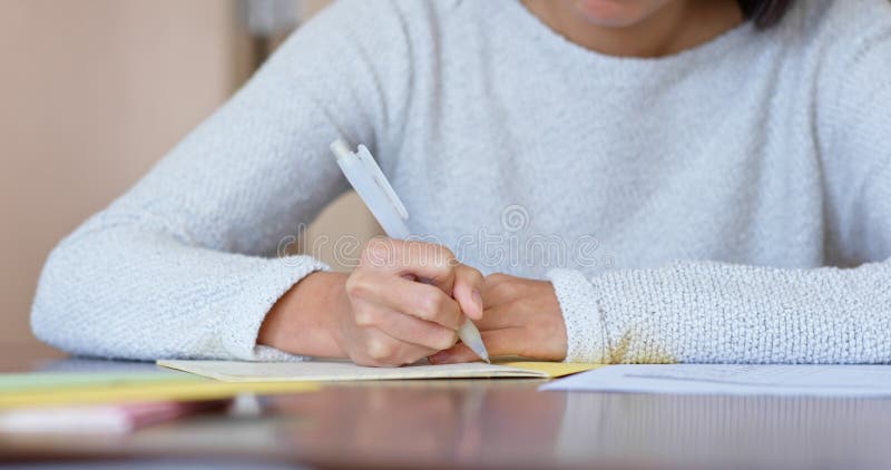 Woman Write on Book at Home Stock Image - Image of journal, note: 143232761