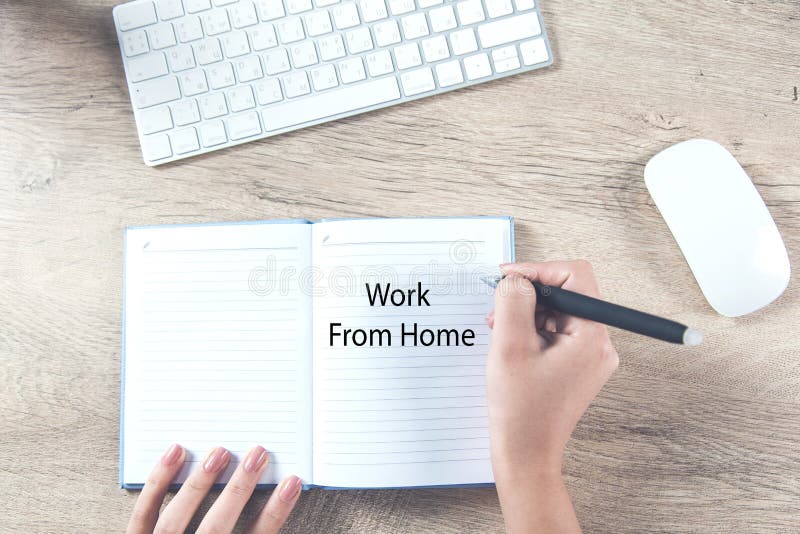 Woman Write Work from Home on Notepad Stock Image - Image of lifestyle ...