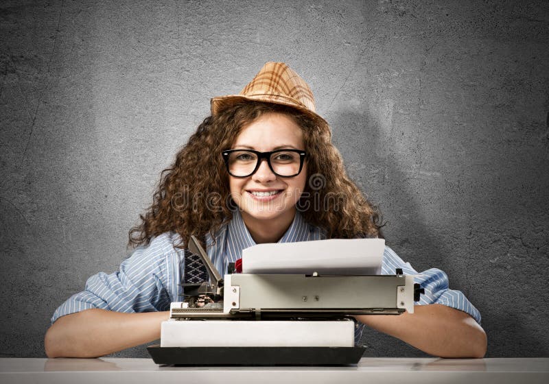 Woman writer stock photo. Image of book, newspaper, emotion - 47930402