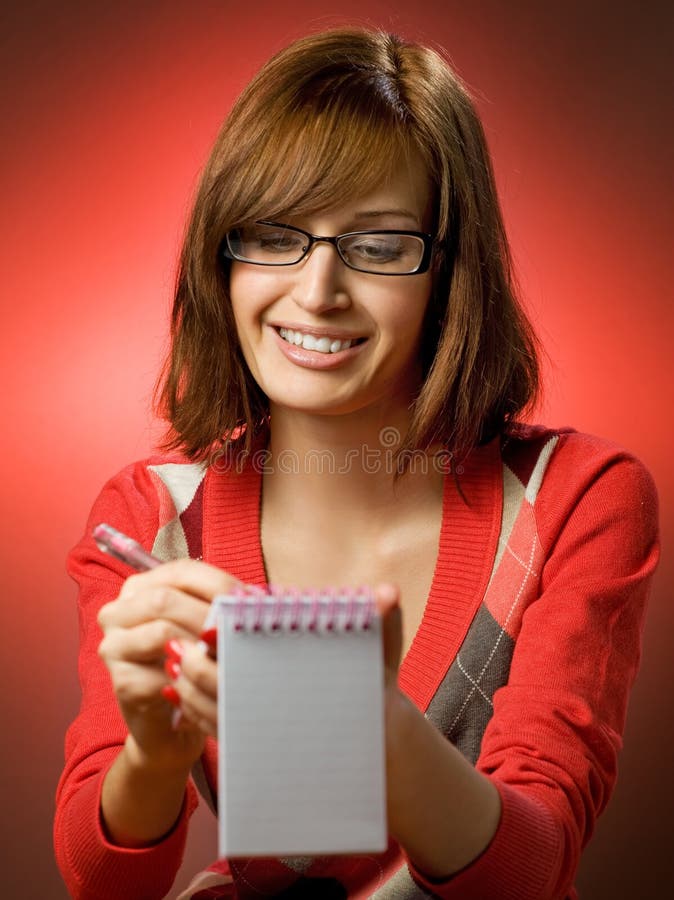 7,927 Paper Smiling Woman Writing Stock Photos - Free & Royalty-Free ...