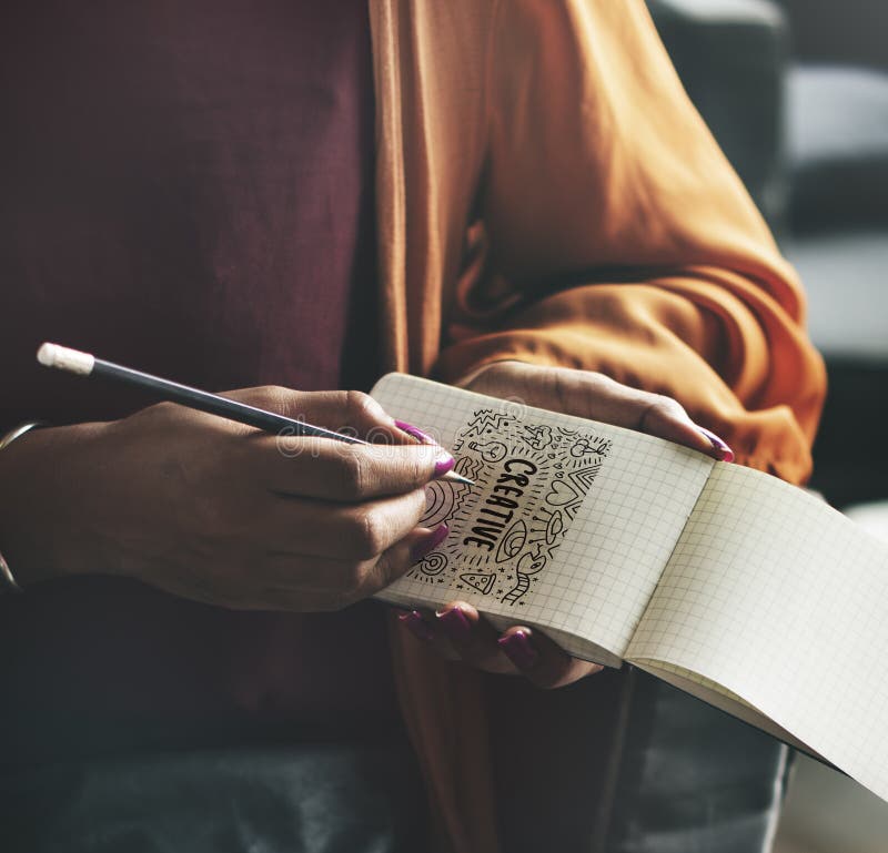 Woman Writing Down on an Empty Notepad Stock Photo - Image of holding ...