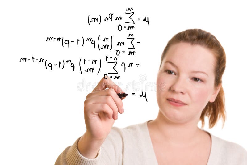 Woman Writing Mathematical Formula Stock Photo - Image of maths, study ...