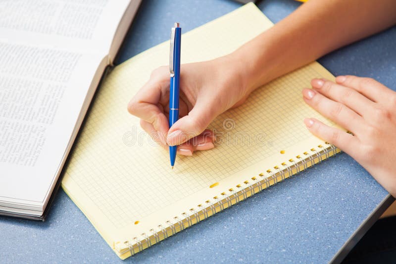 Hands with Pen Writing on Notebook Stock Image - Image of hand ...