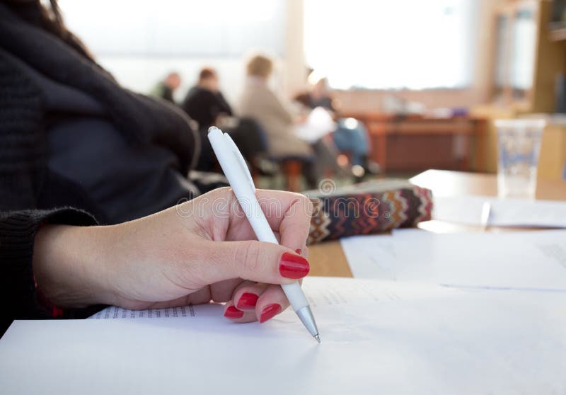 Writing on Paper during Workshop Stock Photo - Image of school, board ...