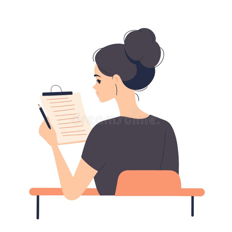 Woman Writing Notes during a Presentation Vector Stock Illustration ...