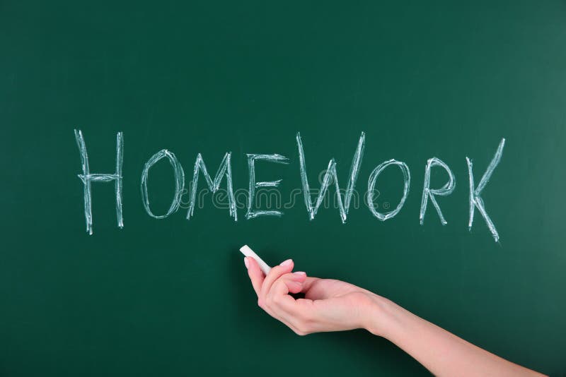 The Word Homework on the Blackboard Stock Image - Image of lesson ...