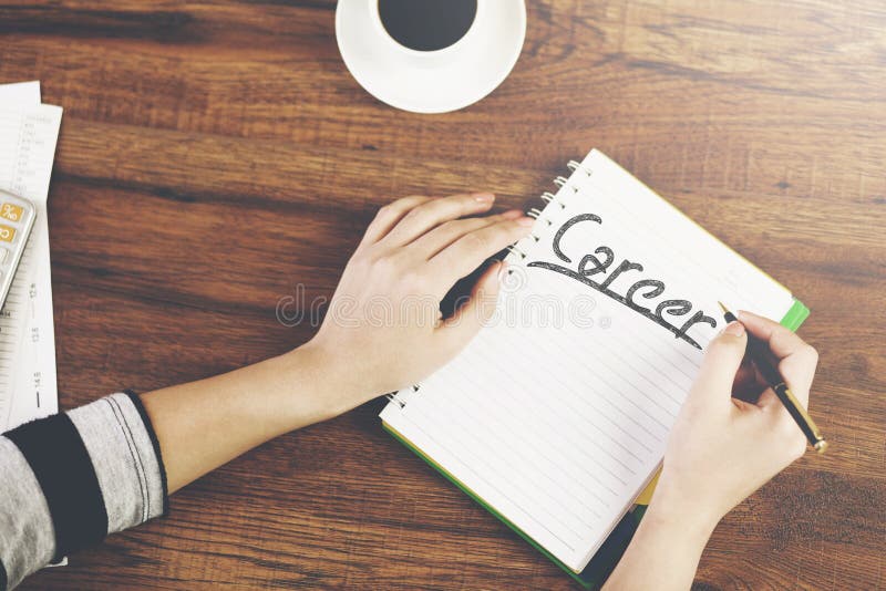 Woman written career text stock photo. Image of paperwork - 169999406