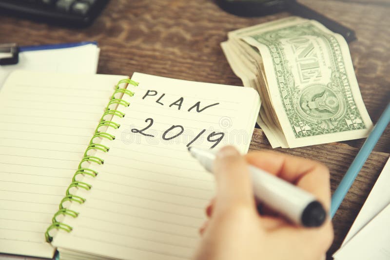 Woman Written Plan 2019 Text Stock Image - Image of management, hand ...