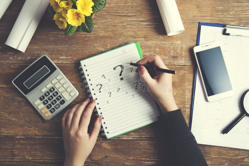 Woman Written Question Mark Text Stock Photo - Image of magnifier, idea ...