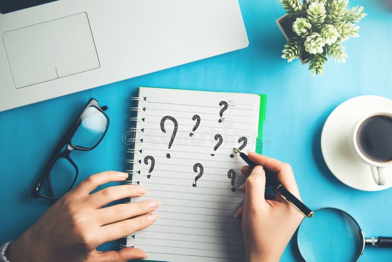Woman Written Question Mark Text Stock Image - Image of paper, hand ...