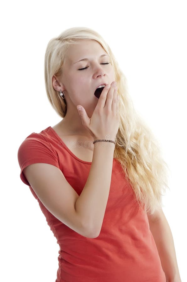 Caucasian woman yawning stock image. Image of drowsy, shoulders - 1487903