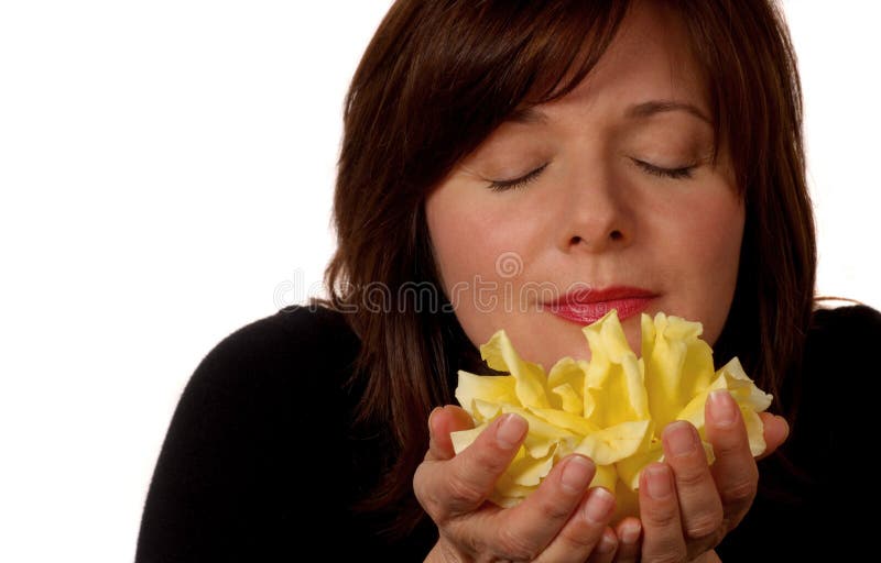 Woman with Yellow Rose stock photo. Image of white, peace - 802606