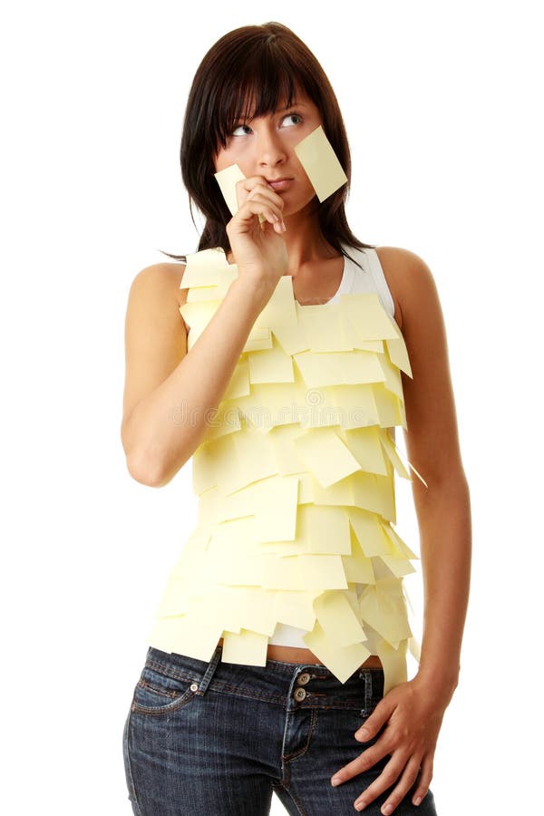 Woman with Yellow Sticky Notes Stock Photo - Image of business ...