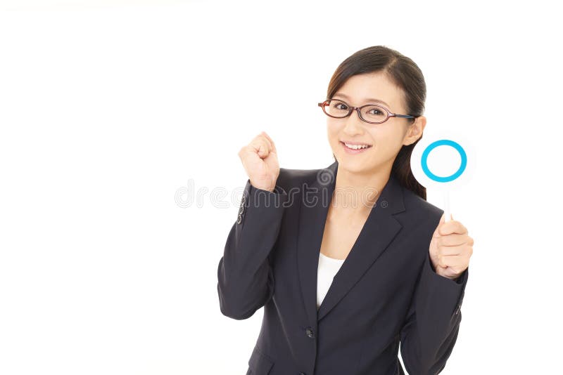 Woman with a Yes sign stock image. Image of card, decision - 93326783