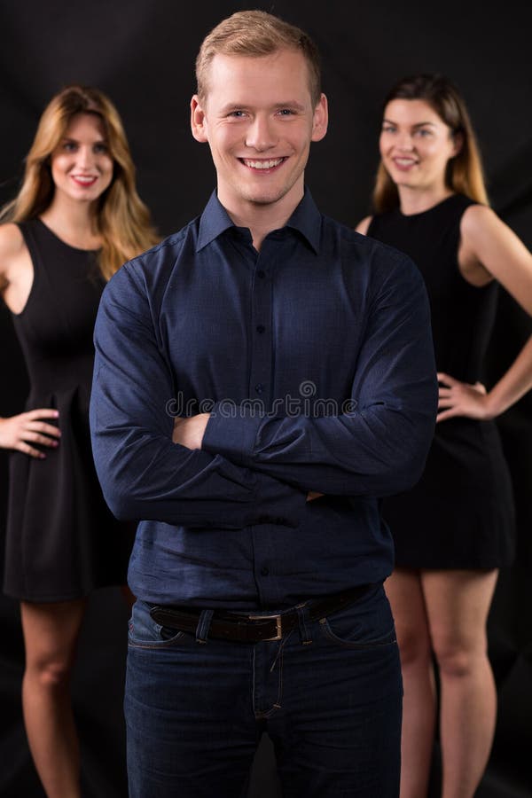 Womanizer and Two Beauty Ladies Stock Image - Image of seduce ...