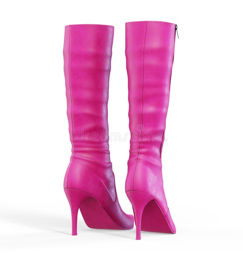 Womans Black Patent Leather Shoes on High Heels, Front View 3d Render ...