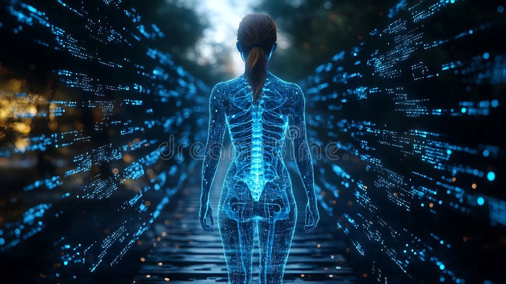 Womans Body Visualization with Digital Data Stream Exploring Human ...