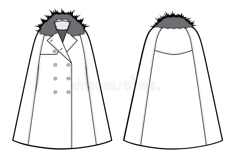 Womans Cape Coat Vector Sketch Stock Illustration - Illustration of ...
