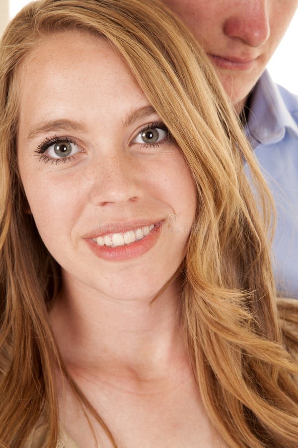 Womans Face Man Right Behind Stock Image - Image of girlfriend, face ...