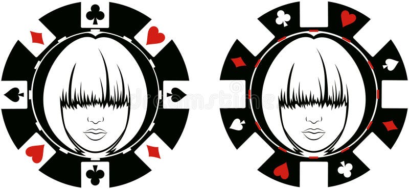 Womans face in poker chip stock vector. Illustration of diamonds - 21528907