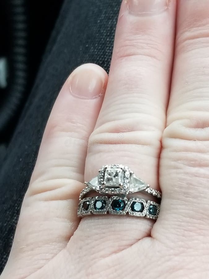 Womans Hand with Engagement Ring Diamond Stock Image - Image of ...