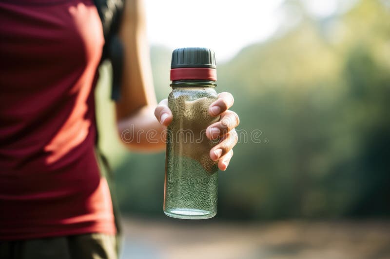Womans Hand Holding a Reusable Water Bottle Stock Image - Image of ...