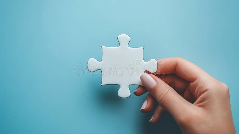 Womans Hand Placing the Last Piece, Completing Jigsaw Puzzle. Concept ...