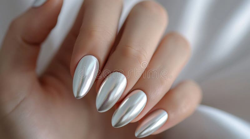 A Womans Hand with Silver Hand. Stock Image - Image of elegance, nail ...