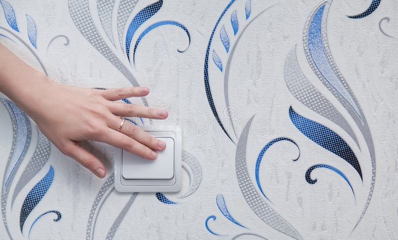 Womans Hand Turn on the Lights. Stock Image - Image of finger ...