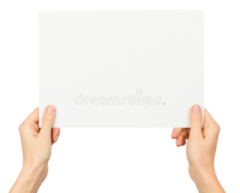 Humans Left Hand Holding Small Blank Paper Stock Image - Image of left ...
