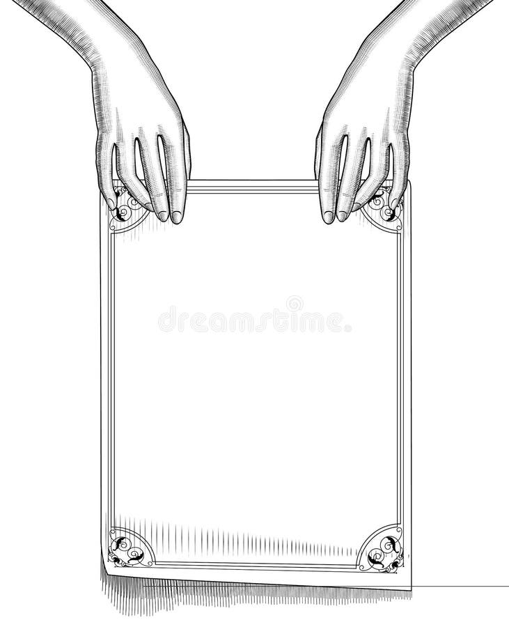 Womans Hands Holding a Paper Sheet Stock Illustration - Illustration of ...