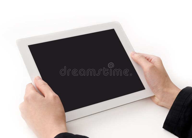 Womans Hands Holding a Tablet PC Stock Photo - Image of notepad, touch ...