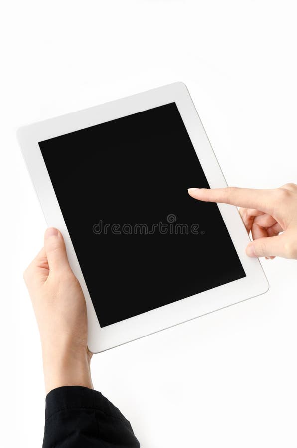 Holding and Point on Electronic Tablet PC Stock Image - Image of ...