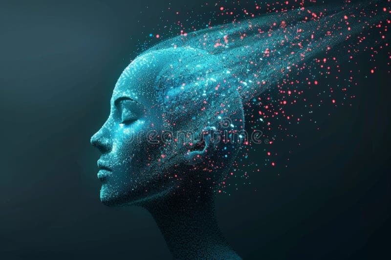 Cosmic Cascade of Stardust from a Womans Mind Stock Illustration ...