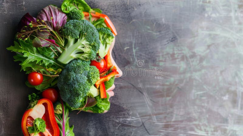 Womans Head Formed by a Variety of Vegetables Stock Illustration ...
