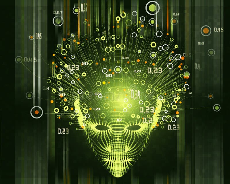 Womans Head Grid. Big Data Concept. Abstract Artificial Intelligence ...