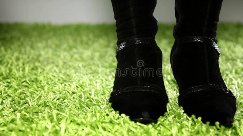 Close Up of Womans Legs in Boots Taking Off Her Panties Stock Footage ...