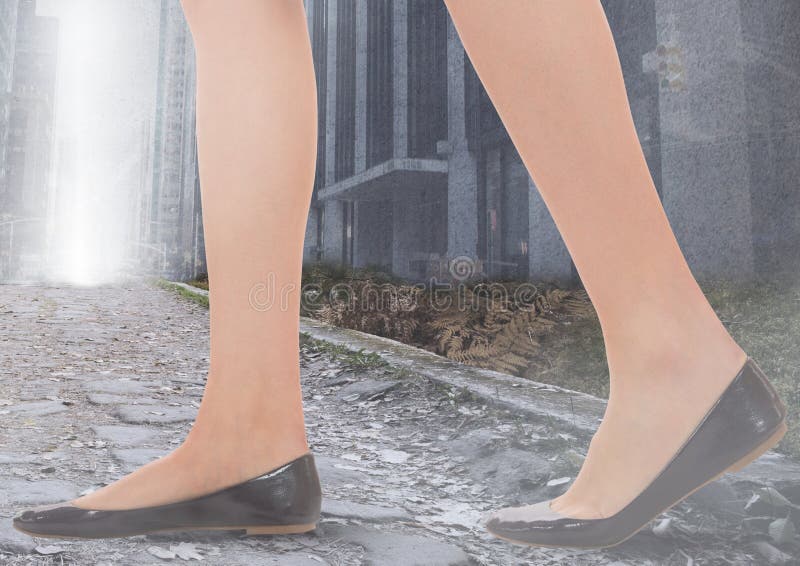 Womans Legs Walking on Path in City Stock Illustration - Illustration ...