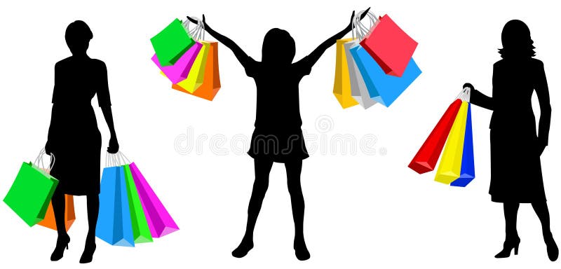 Womans met aankopen vector illustratie. Illustration of ontwerp - 19750518